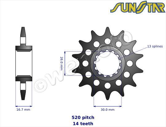 Front Sprocket SUNSTAR 39214 - 520 Chain Conversion CBR 600/900 RR | Motorcycle Parts | Wemoto UK