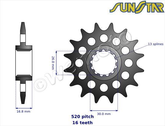 Front Sprocket SUNSTAR 39316 - 520 Chain Conversion CBR1000RR/VTR1000 | Motorcycle Parts | Wemoto UK