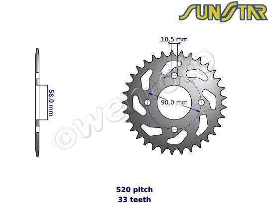 Rear Sprocket Steel SUNSTAR 1-3079-33 | Motorcycle Parts | Wemoto UK