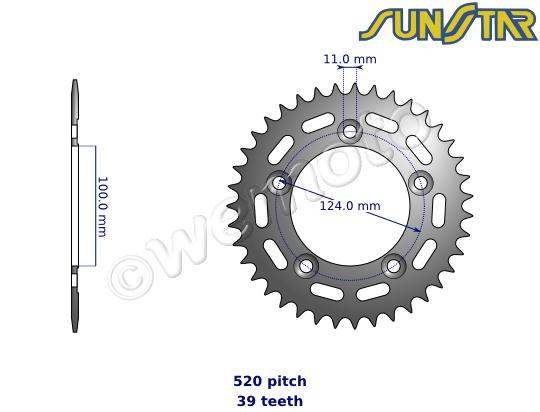 Rear Sprocket Steel SUNSTAR 1-3437-39 | Motorcycle Parts | Wemoto UK