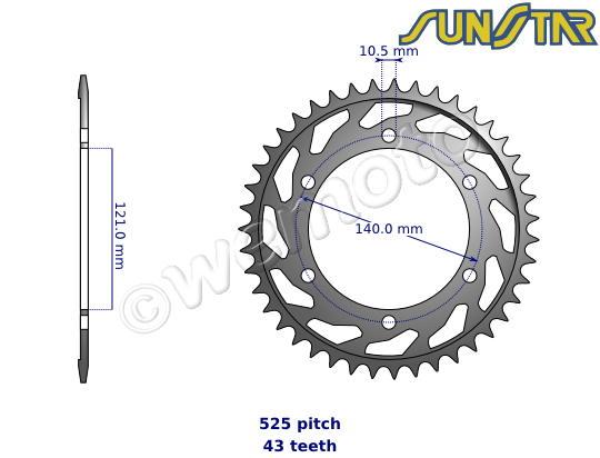 Rear Sprocket Steel SUNSTAR 1-4536-43 | Motorcycle Parts | Wemoto UK