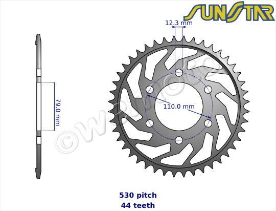 Rear Sprocket Steel SUNSTAR 1-5334-44 | Motorcycle Parts | Wemoto UK