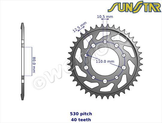 Rear Sprocket Steel SUNSTAR 1-5363-40 | Motorcycle Parts | Wemoto UK