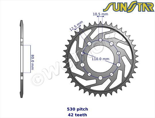 Rear Sprocket Steel SUNSTAR 1-5363-42 | Motorcycle Parts | Wemoto UK