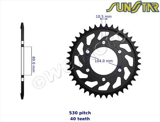 Rear Sprocket Steel SUNSTAR 1-5353-40 | Motorcycle Parts | Wemoto UK